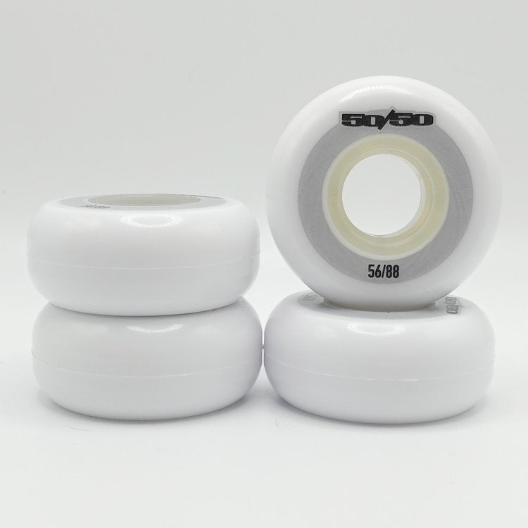 50/50 wheels 56mm 88a- White – Rampant skate shop